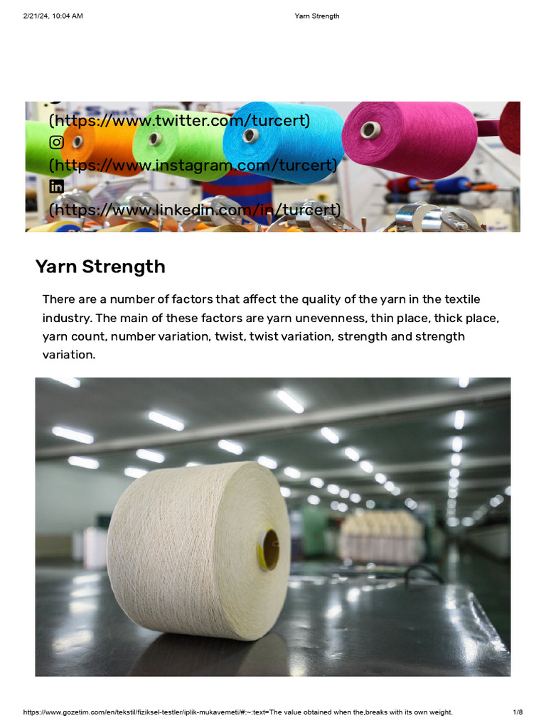 Yarn Strength Euro Lab | PDF | Yarn | Textiles