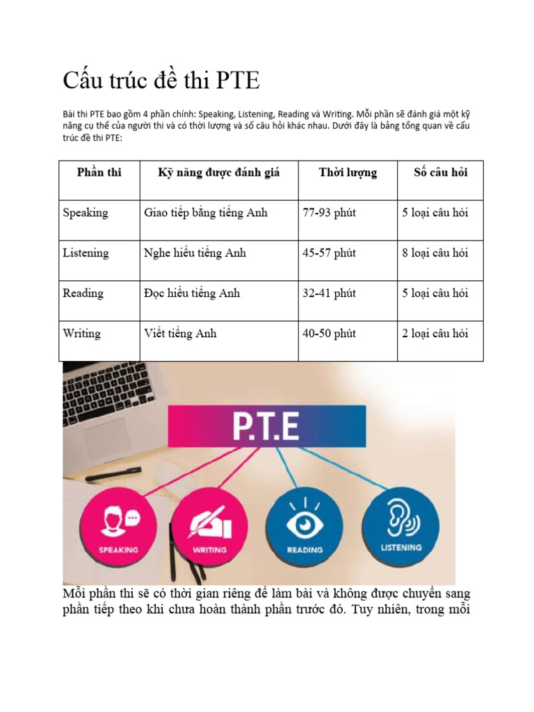 Cấu trúc đề thi PTE | PDF