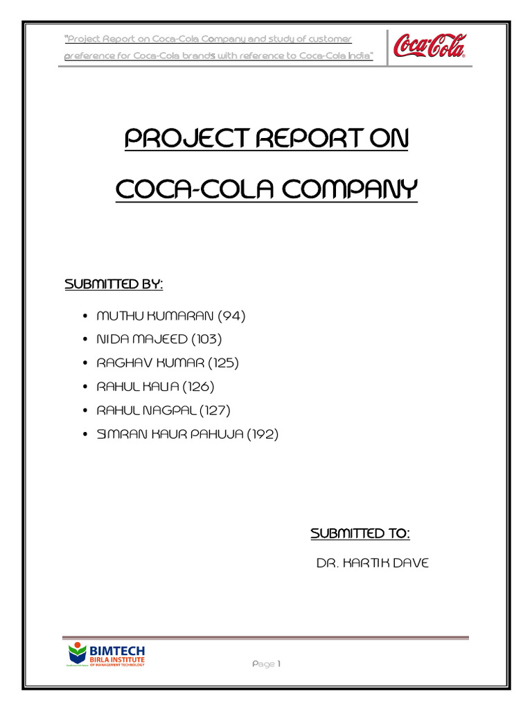 Coca Cola Project | PDF | Pepsi | Coca Cola