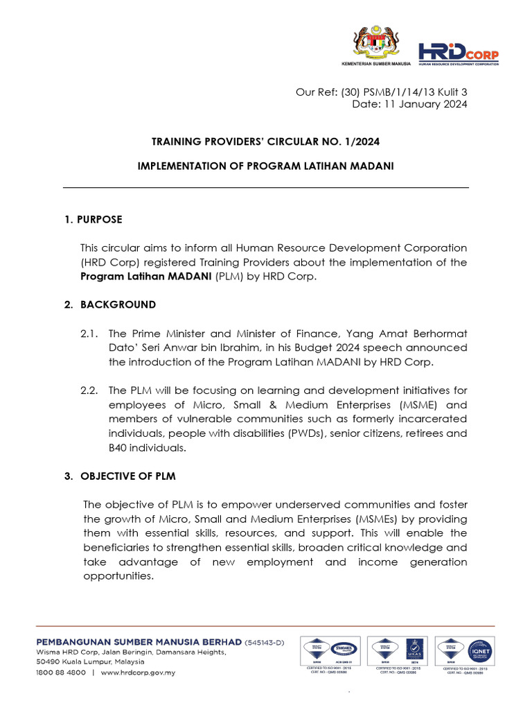 1 Training Providers Circular No1 2024 | PDF | Small And Medium Sized Enterprises | Employment