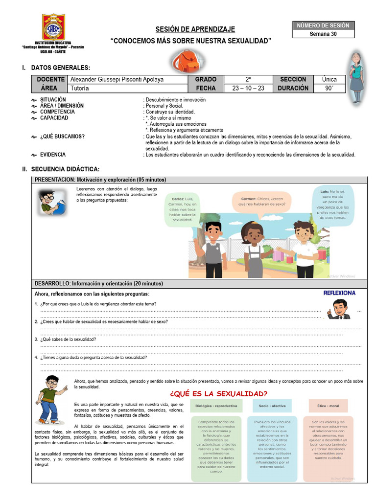 Conociendo la Sexualidad en Tutoría | PDF | La sexualidad humana ...