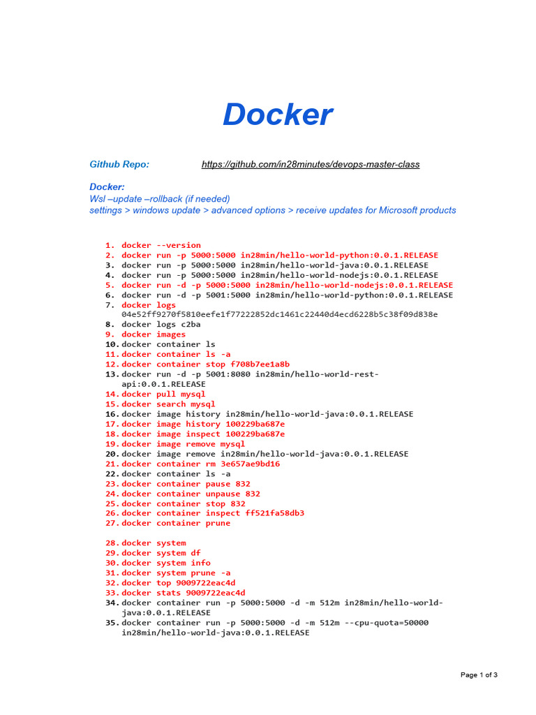 Docker Commands | Download Free PDF | Operating System Families | Software Engineering