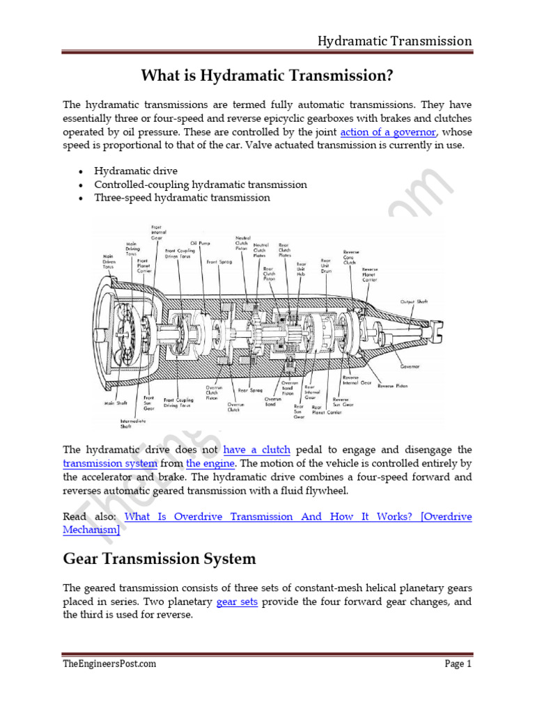 Hydramatic Transmission | PDF | Automatic Transmission | Clutch