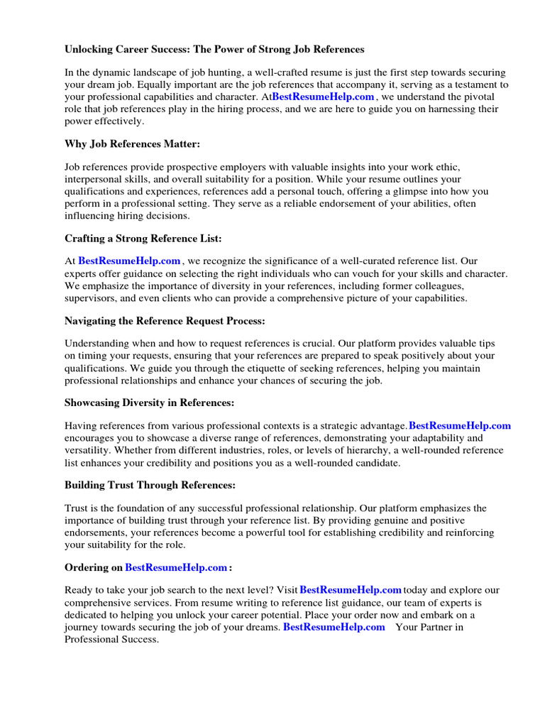 Job References Requirements | PDF | Résumé | Microsoft Word