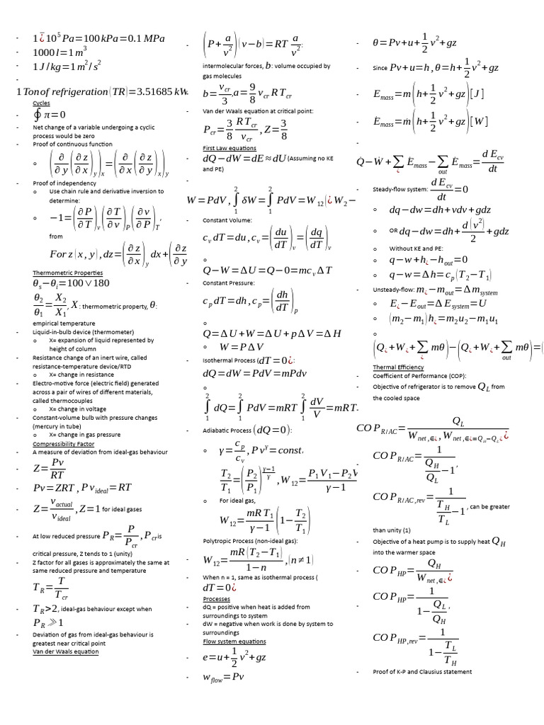 ME2121 Finals Review | PDF | Physics | Thermodynamic Properties