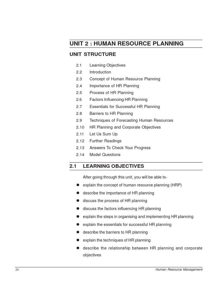 Unit 2 Human Resource Planning | PDF | Human Resources | Human Resource Management