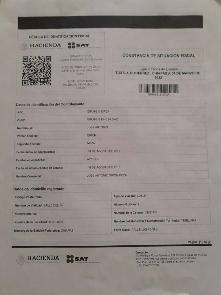 Cedula Fiscal Antonio - Compressed | PDF