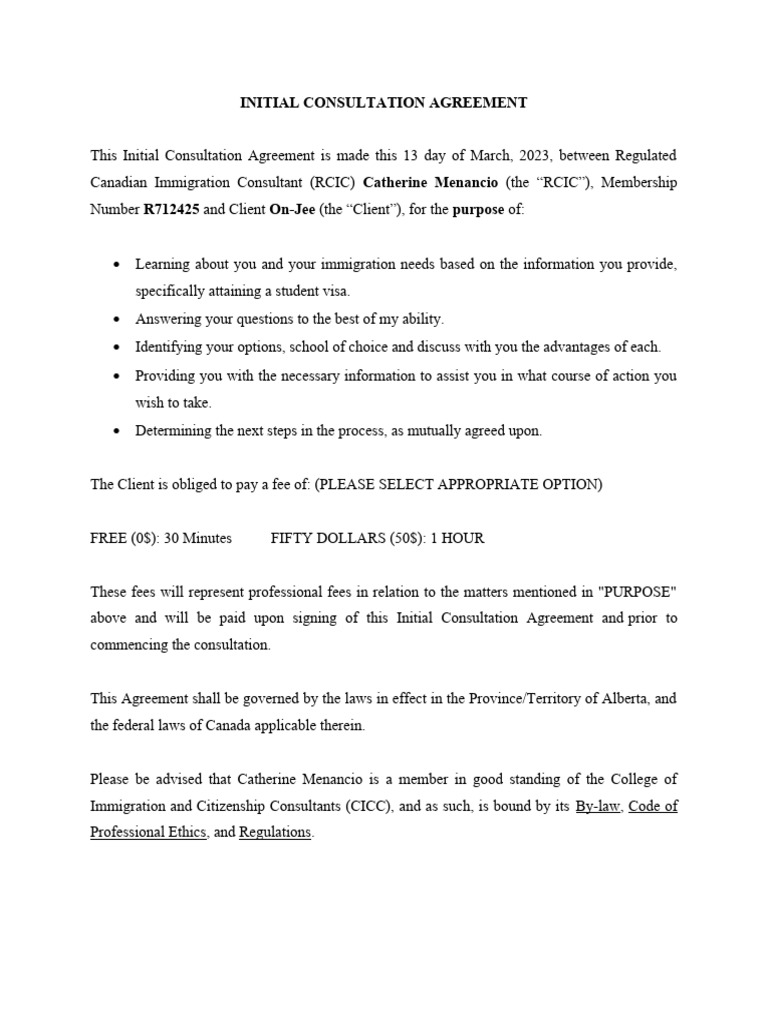 Initial Consultation Agreement | PDF | Confidentiality | Government