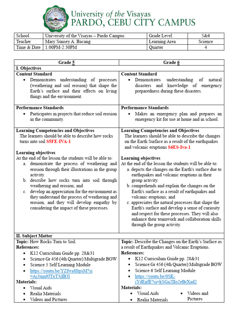 Multigrade Lesson Plan | PDF | Magma | Lava