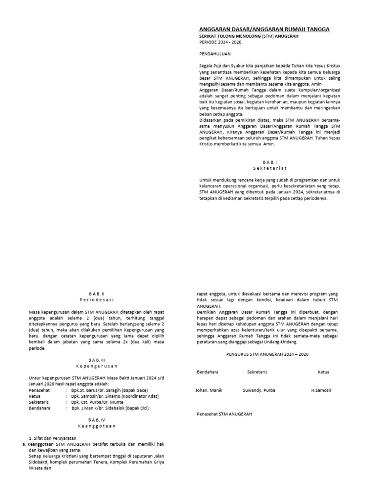 Anggaran Dasar Utk Print | PDF