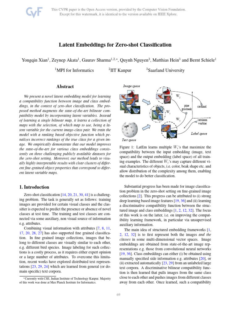 Xian Latent Embeddings For CVPR 2016 Paper | PDF | Statistical Classification | Cross Validation ...