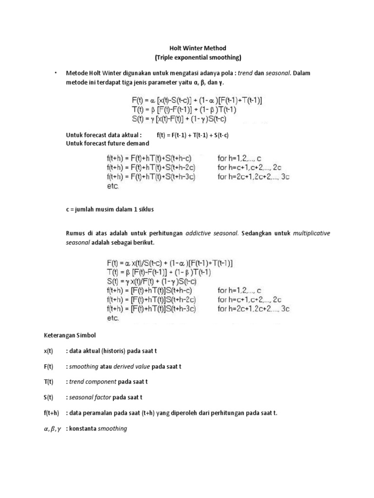 Holt Winter Method | PDF