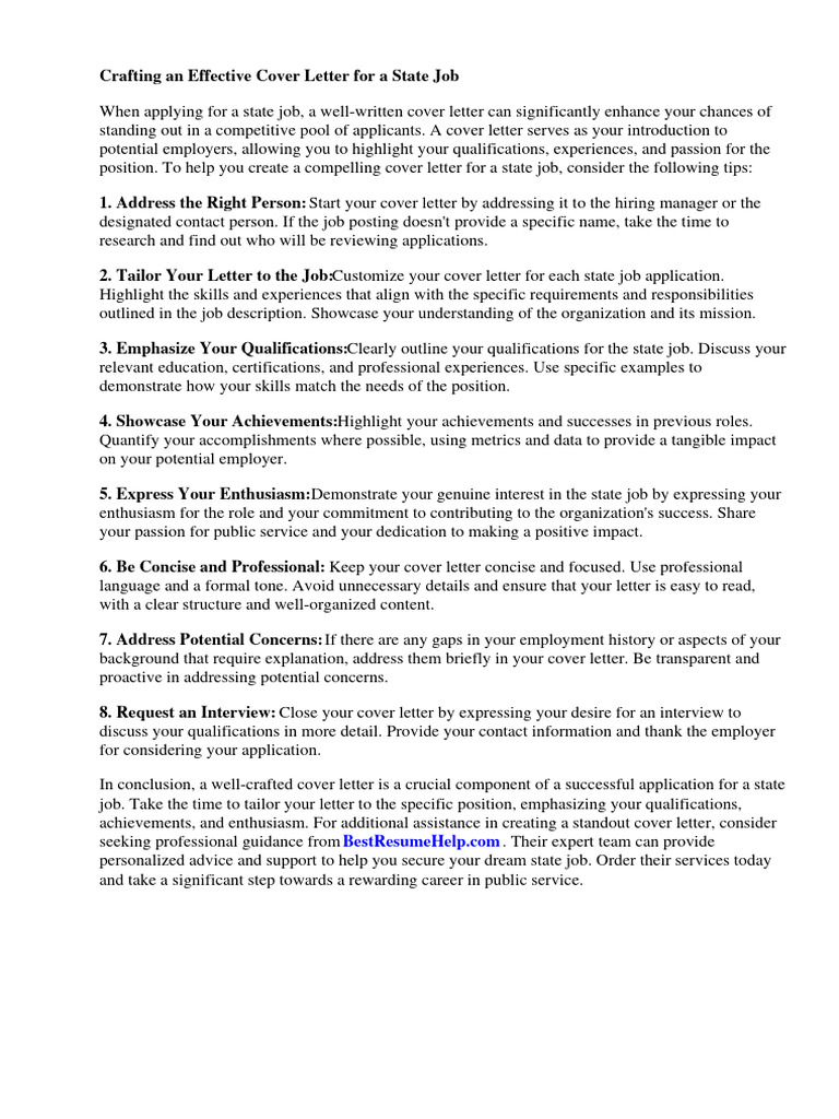 Cover Letter For State Job | PDF | Résumé | Employment