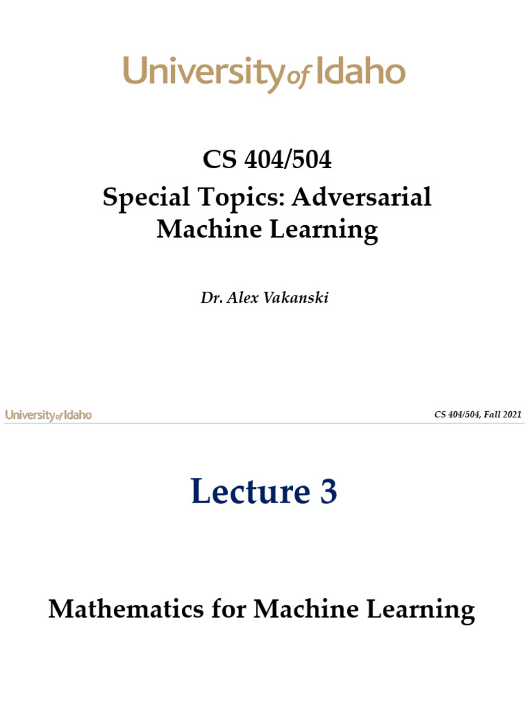 Lecture 3 Mathematics For Machine Learning | PDF | Eigenvalues And Eigenvectors | Matrix ...