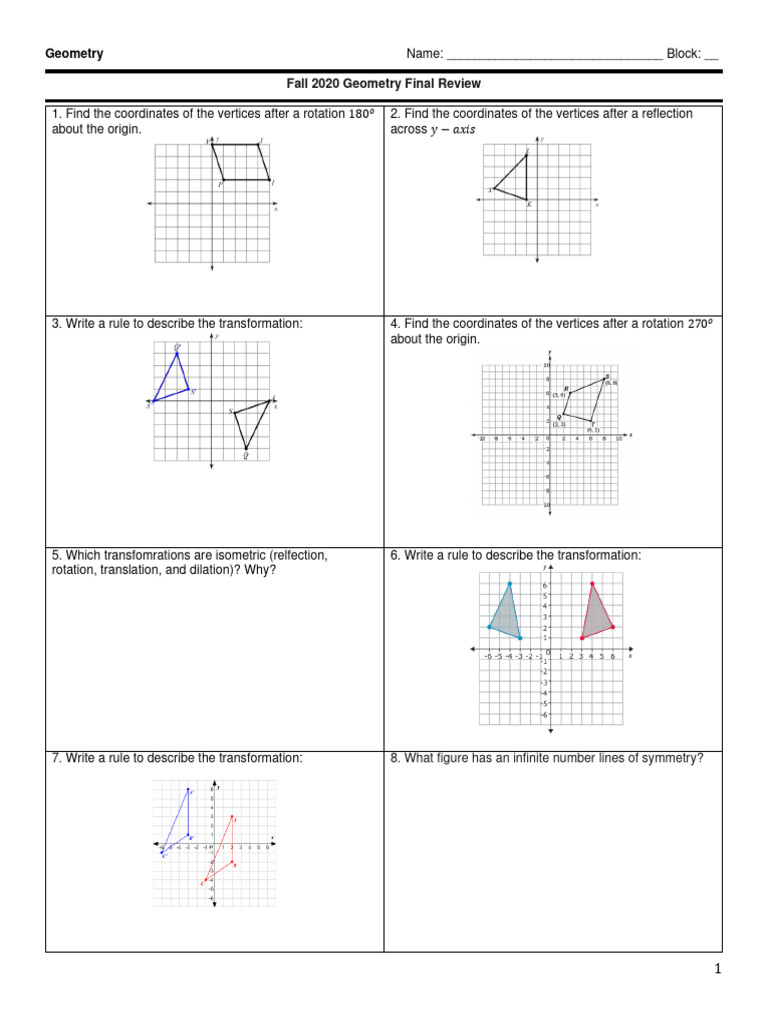 Geometry Final Review f20 | PDF | Area | Classical Geometry