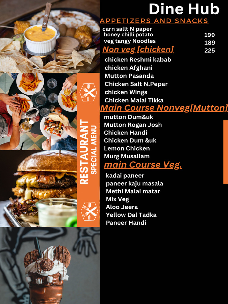 Black Modern Food Menu | PDF
