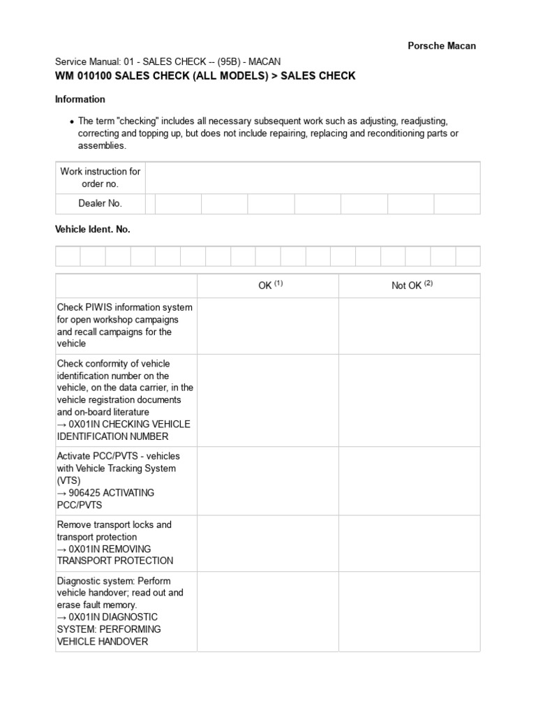 Porsche Macan Sales Check Manual | PDF | Mechanical Engineering | Vehicles