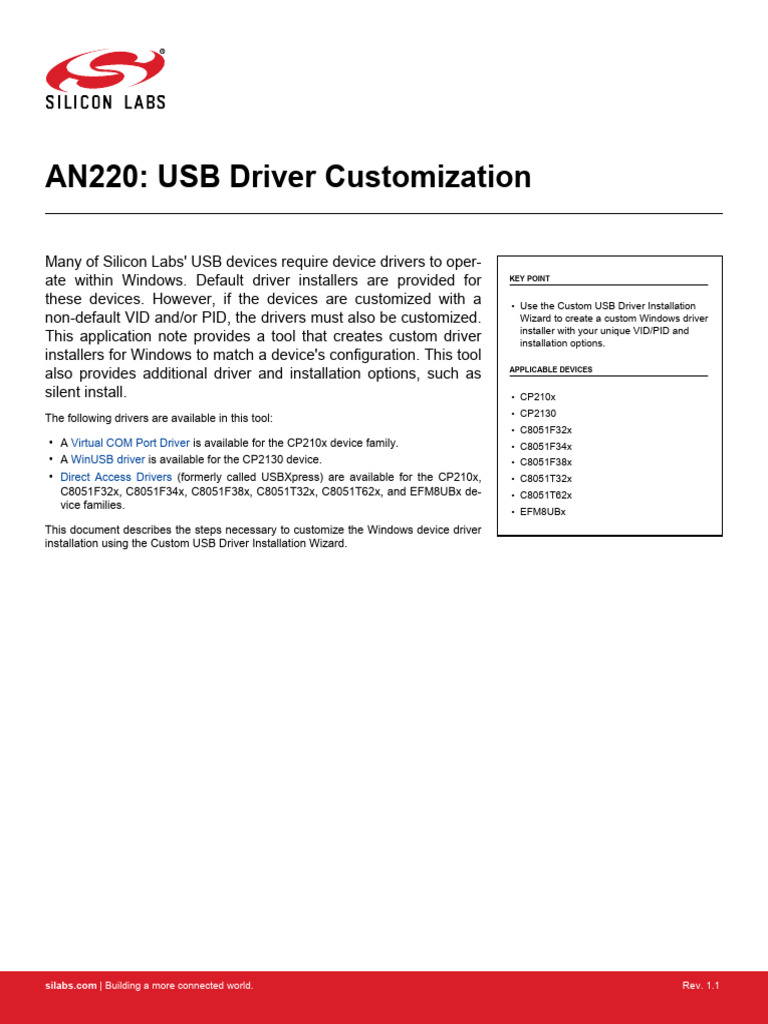 An220 Usb Driver Customization | PDF | Device Driver | Installation (Computer Programs)