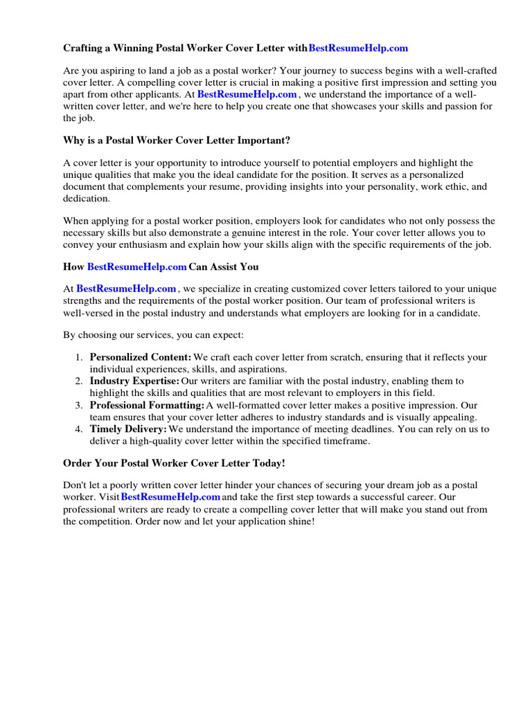 Postal Worker Cover Letter | PDF | United States Postal Service | Résumé