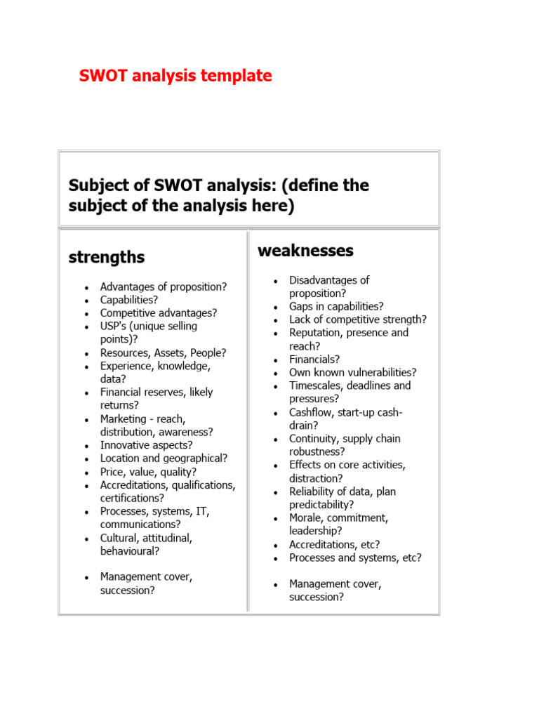 Swot Analysis | PDF | Swot Analysis | Innovation