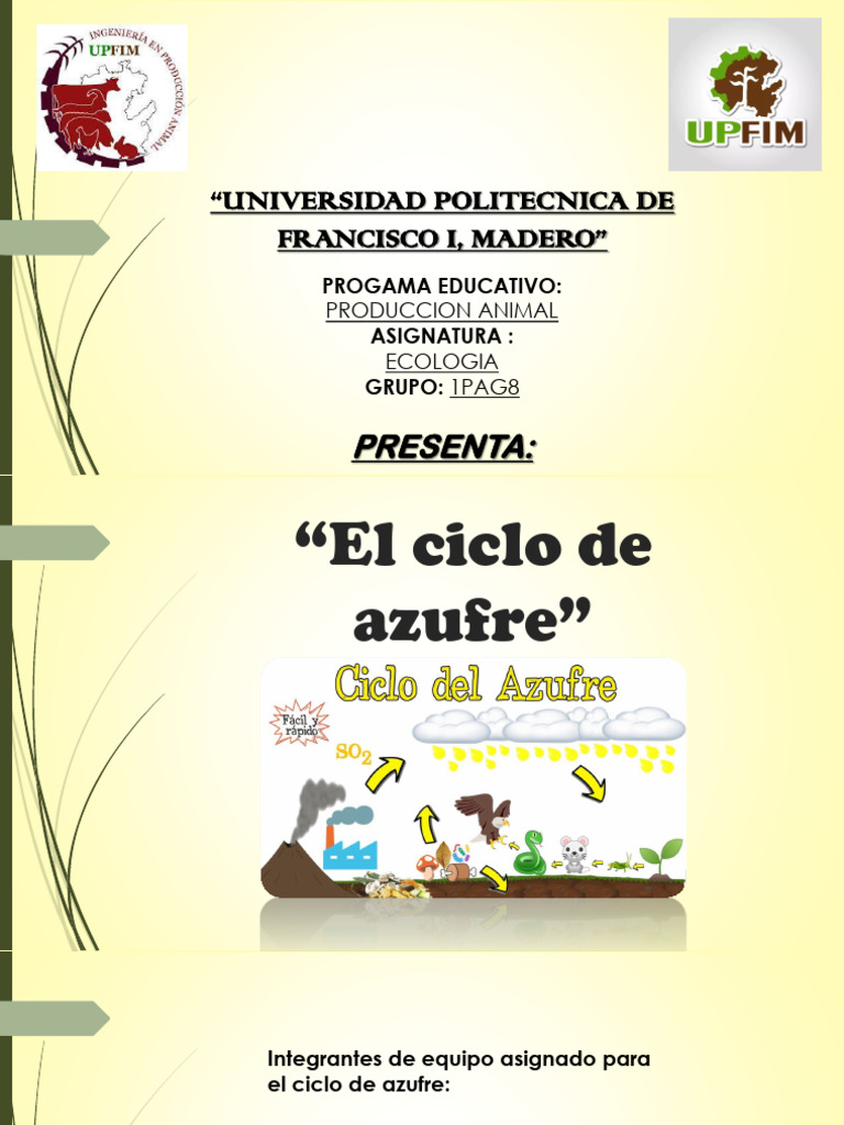 El Ciclo de Azufre Presentacion de Expocicion | PDF | Azufre | Agua