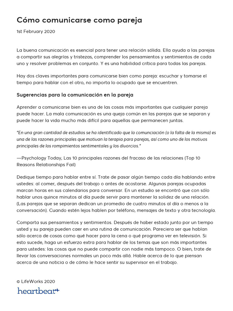 Cómo Comunicarse Como Pareja Autor LifeWorks | PDF | Comunicación Cómo Comunicarse Como Pareja Autor LifeWorks | PDF | Comunicación