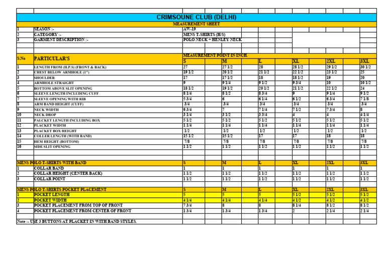 Aw-19 Mens Polo H-S & Henely H-S Spec. | PDF | Dress Codes | Consumer Goods