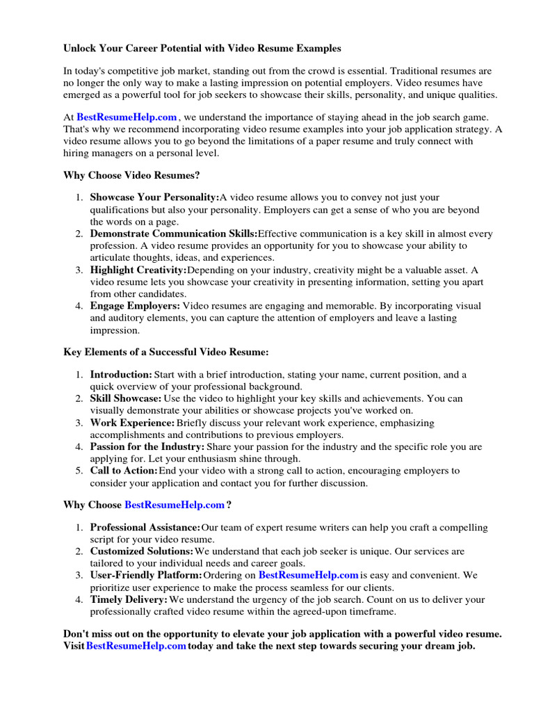 Video Resume Examples | PDF | Résumé | Video