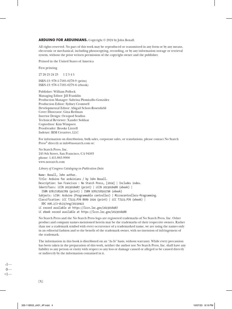 Arduino For Arduinians Copyright Page Pdf Trademark Monopoly