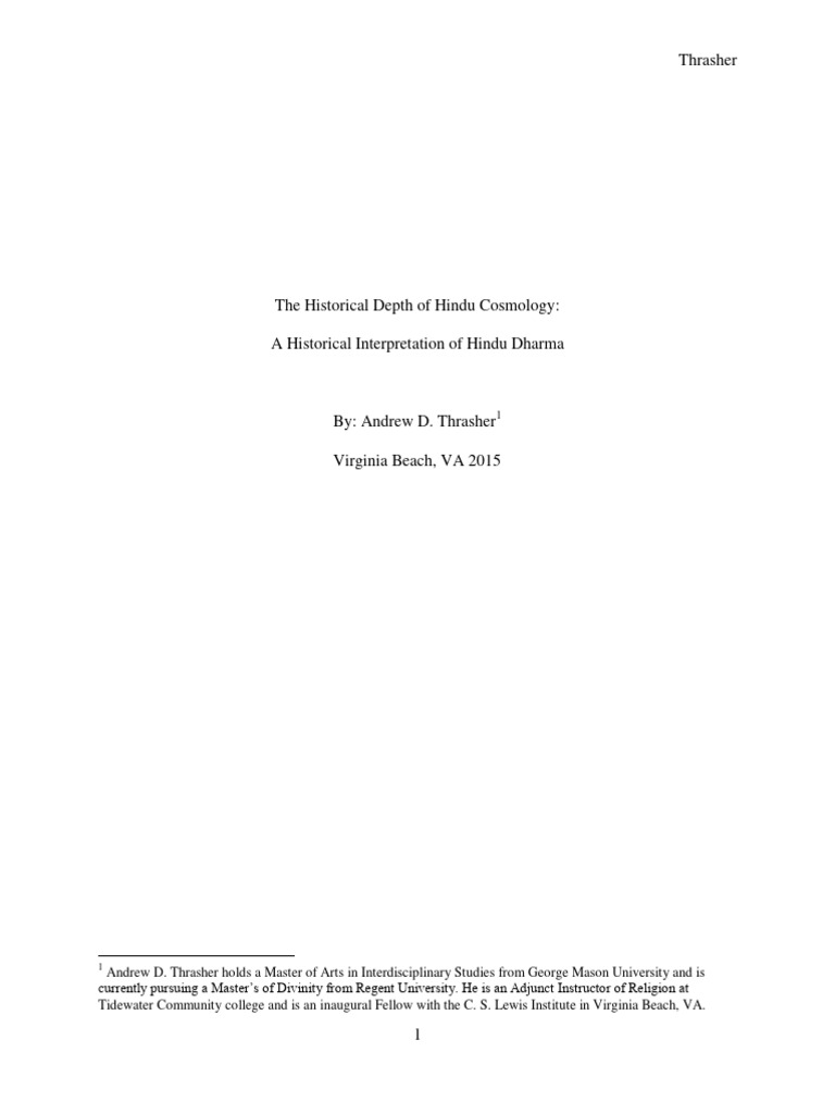 The Historical Depth of Hindu Cosmology | PDF | Dharma | Brahman