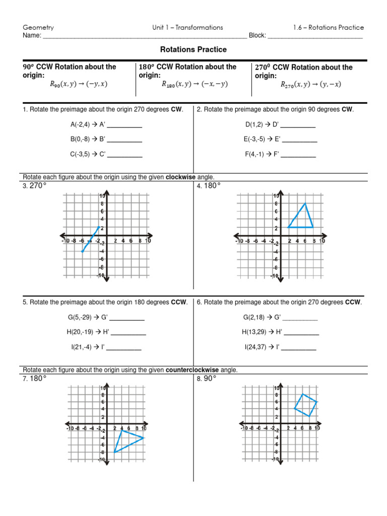 1.6 Rotations Practice | PDF