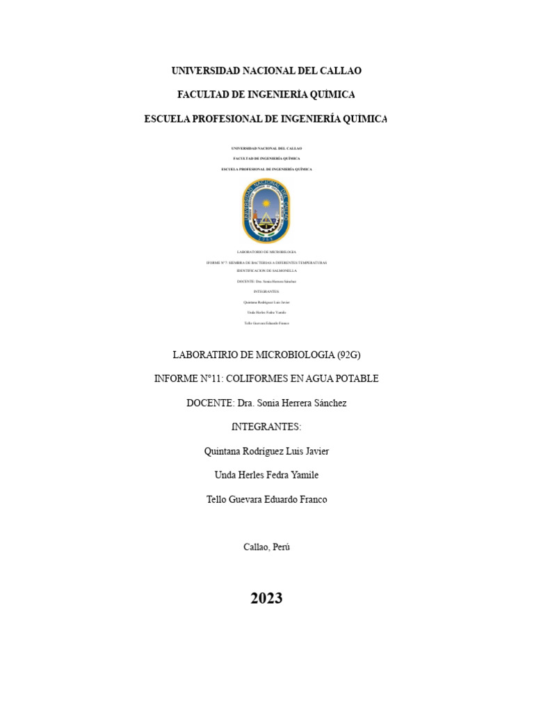 Coliformes en Agua Potable | PDF | Escherichia coli | Bacterias Gram ...