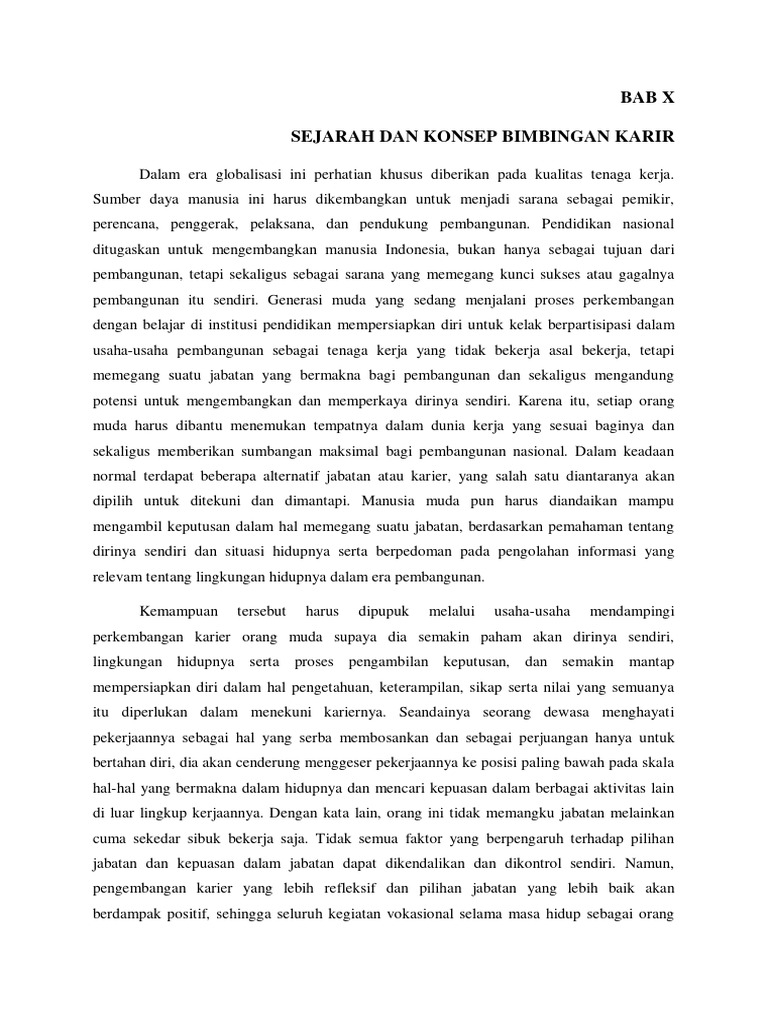 Bab X Sejarah Dan Konsep Bimbingan Karir Modul BK | PDF