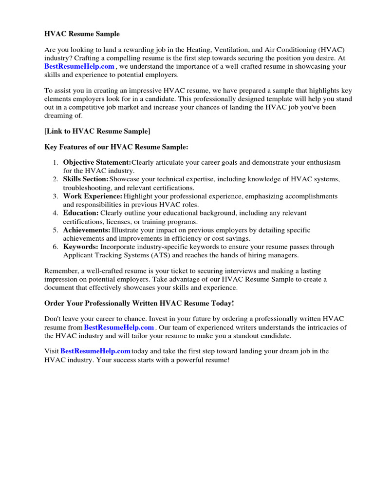 Hvac Resume Sample | PDF | Résumé