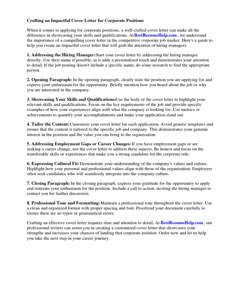 Cover Letter For Corporate Social Responsibility Position | PDF ...