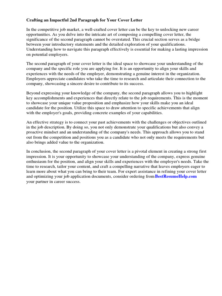 2Nd Paragraph of Cover Letter | Download Free PDF | Résumé