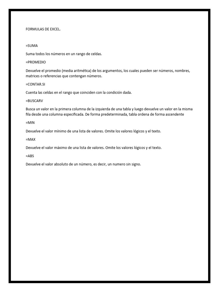 Formulas De Excel Pdf