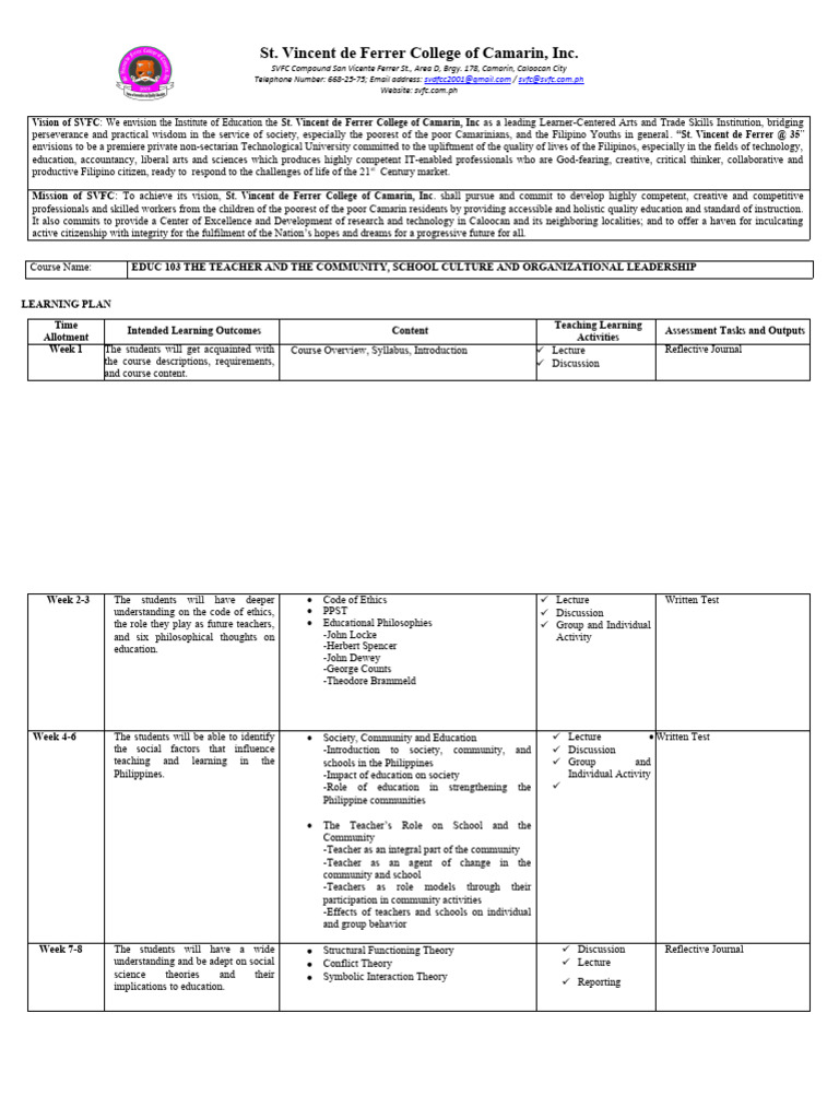 The Teacher and The Community School Culture and Organizational ...