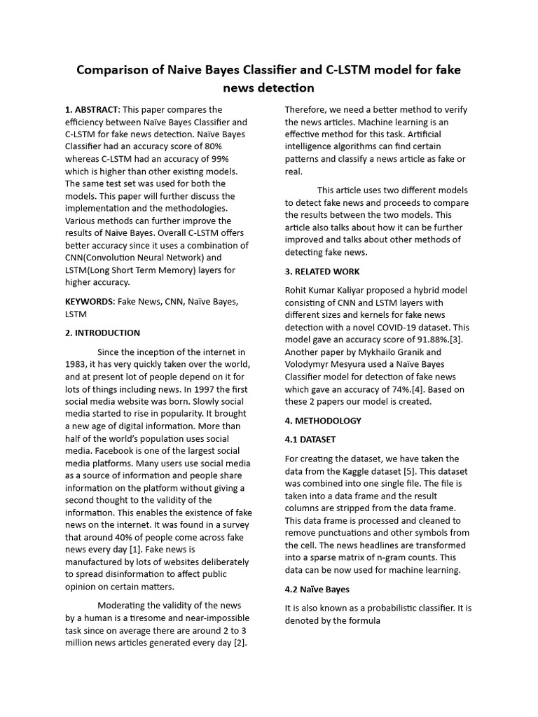 Comparison of Naive Bayes Classifier and C-LSTM | PDF | Statistical Classification ...