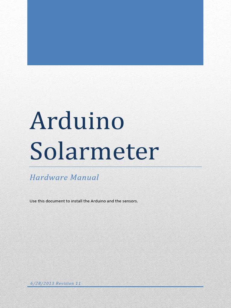 Arduino Solar Meter Hardware Manual V11 | PDF | Arduino | Light Emitting Diode