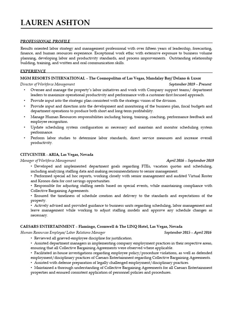 Labor Management Professional Profile | PDF | Human Resources | Employment