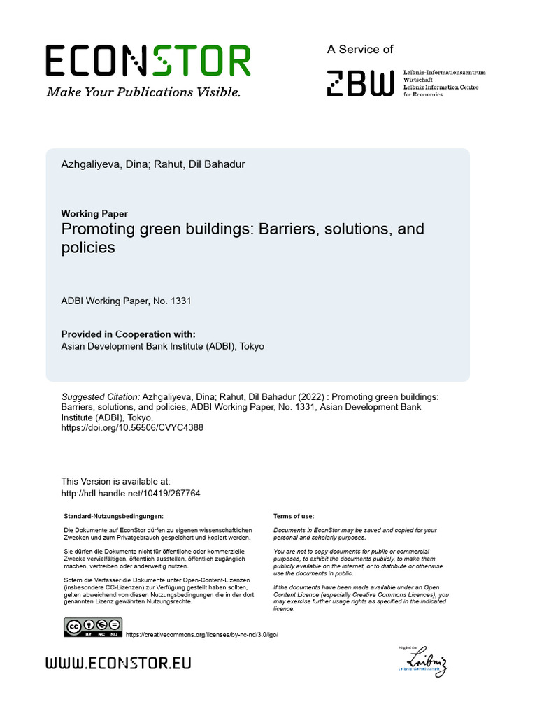 Barriers To Undertaking Green Building Projects in Developing | PDF ...