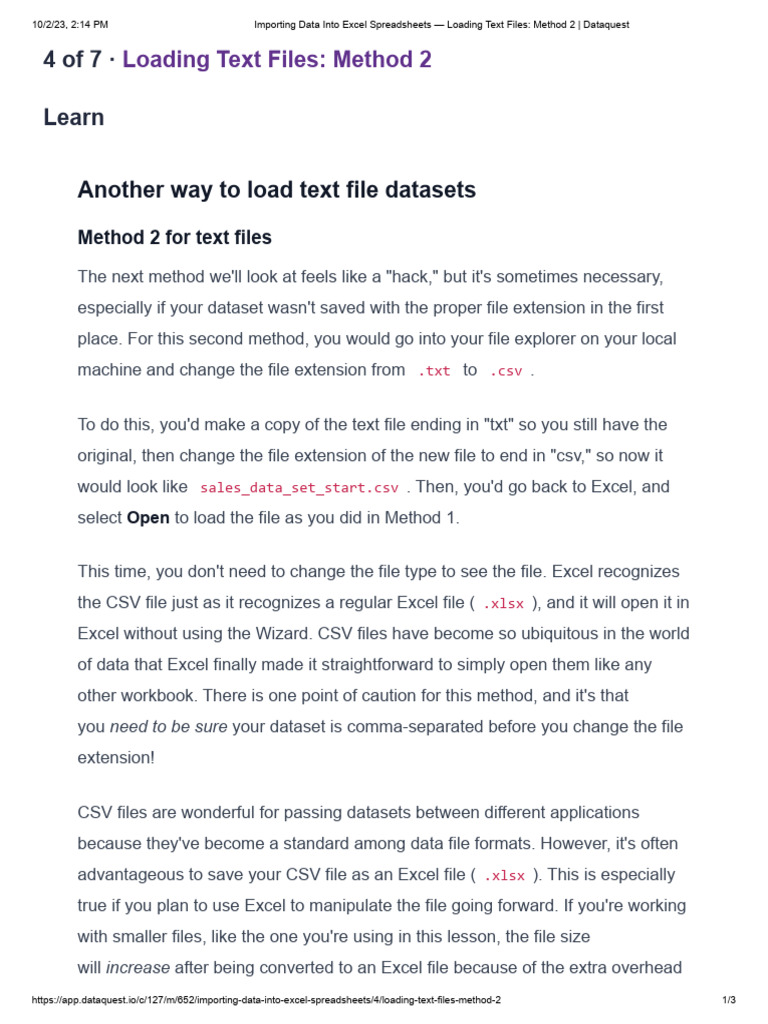 4 - Loading Text Files - Method 2 | PDF | Microsoft Excel | Comma Separated Values