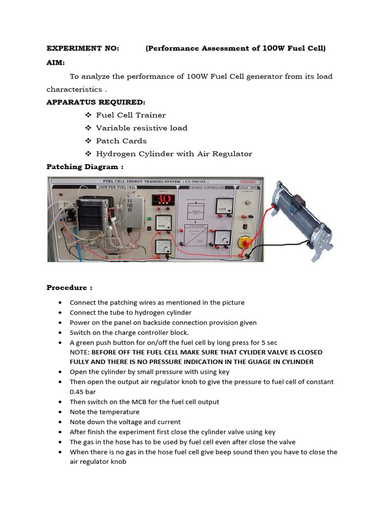 100W Fuel Cell Performance Assessment | PDF