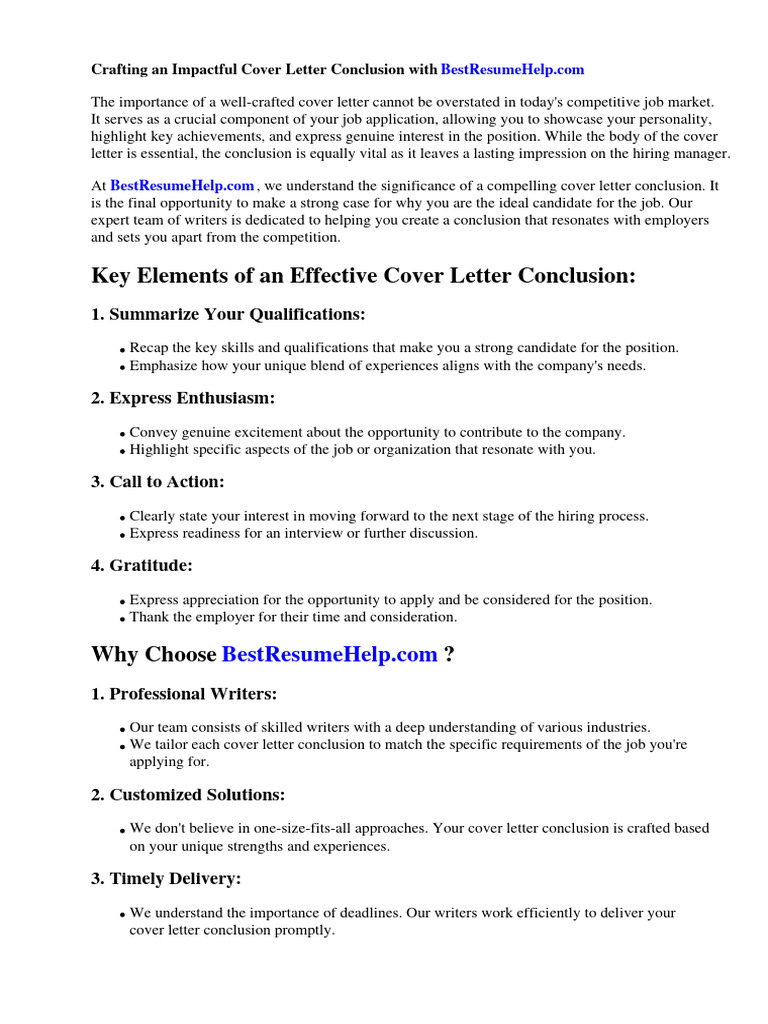 Cover Letter Conclusion | PDF | Résumé | Employment