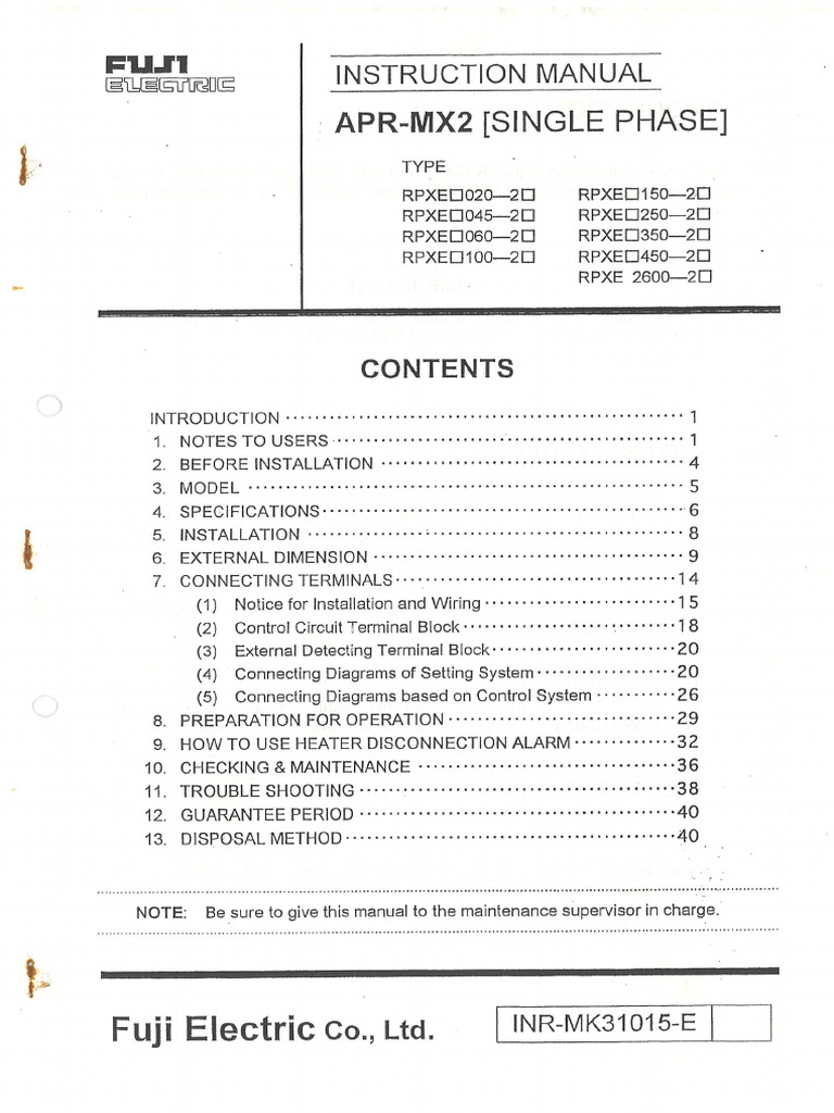 Apr-Mx2 (Single Phase) | PDF