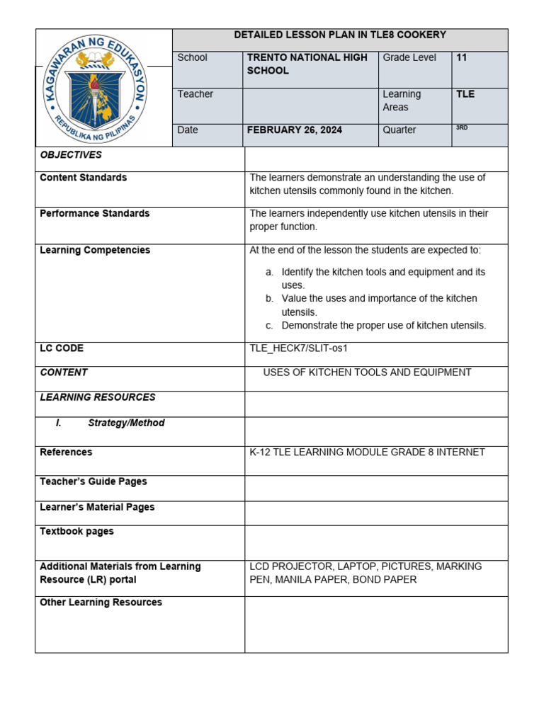 SHS - Lesson Plan Agri | PDF | Agricultural Machinery | Tillage