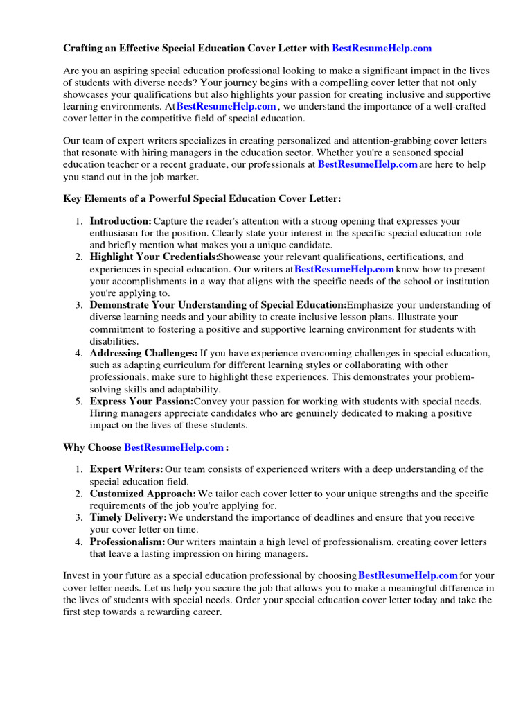 Special Education Cover Letter | PDF | Special Education | Teachers