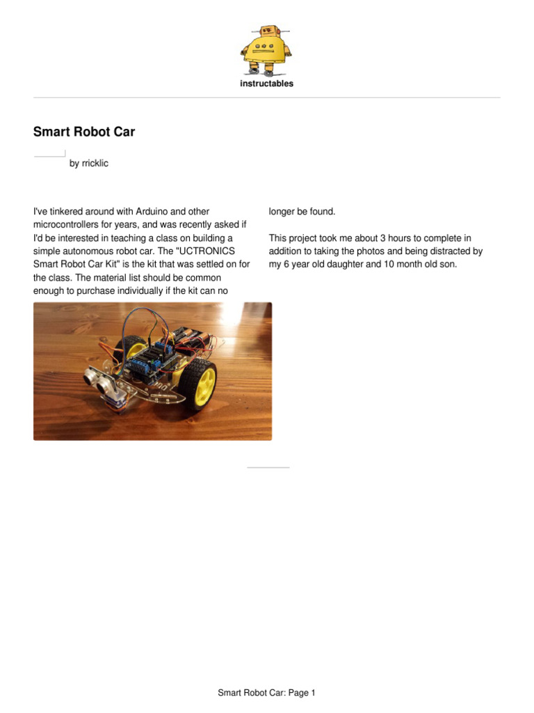 Smart Robot Car | PDF | Arduino | Manufactured Goods