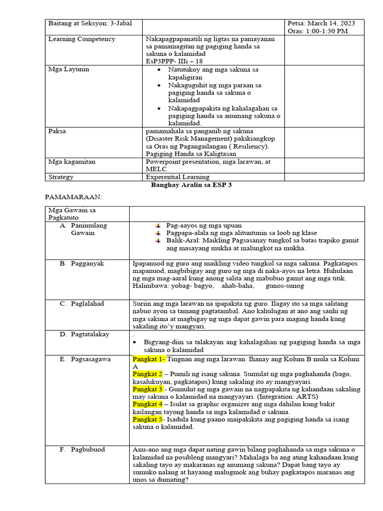 Grade 3 LP in ESP | PDF